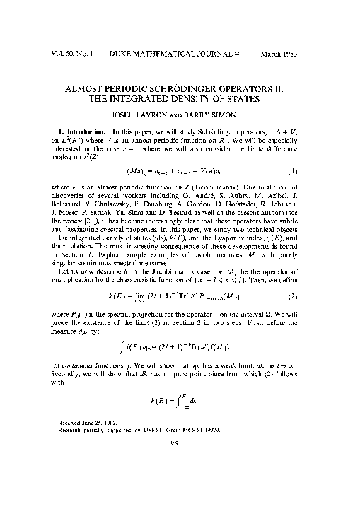 (PDF) Integrated Density of States
