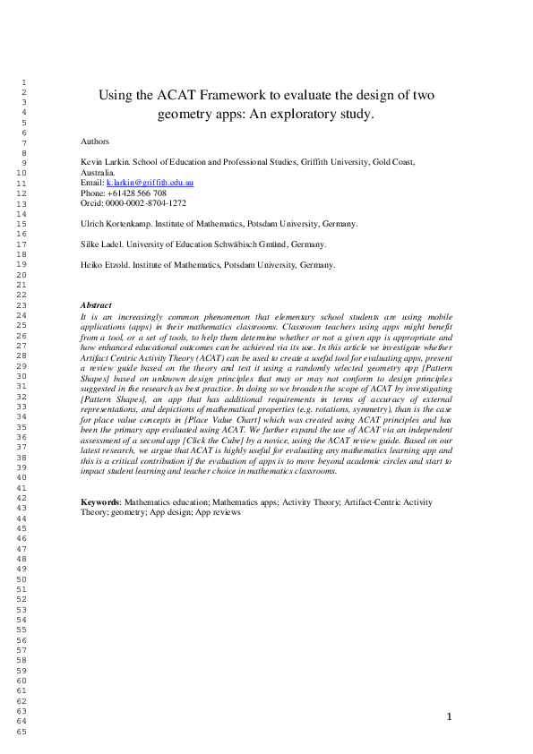 (PDF) Using the ACAT Framework to Evaluate the Design of Two Geometry ...