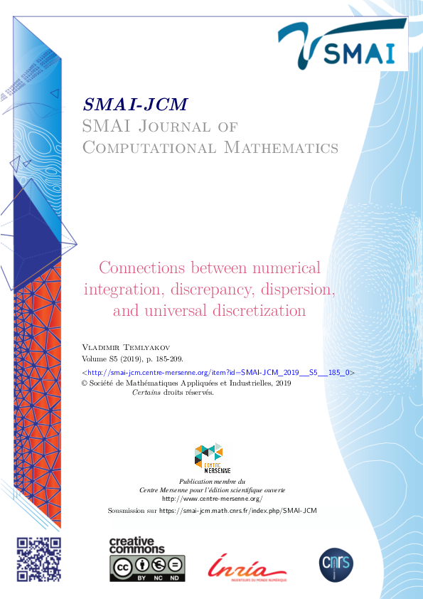 (PDF) Connections between numerical integration, discrepancy, dispersion, and universal ...