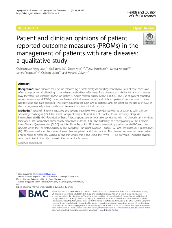 Patient and clinician opinions of patient reported outcome measures ...
