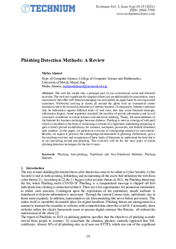 (PDF) Phishing Detection Methods: A Review