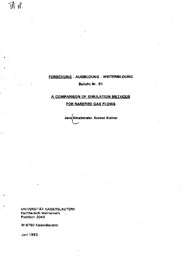 Pdf A Comparison Of Simulation Methods For Rarefied Gas Flows