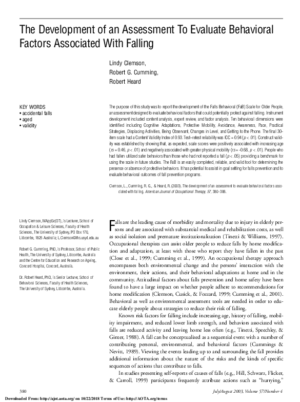 (PDF) The Development of an Assessment To Evaluate Behavioral Factors ...
