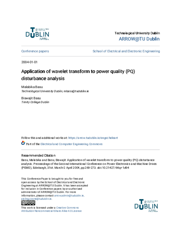 (PDF) Application of wavelet transform to power quality (PQ) disturbance analysis