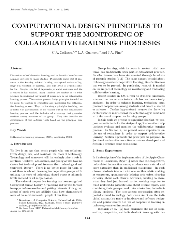 (PDF) Computational Design Principles to Support the Monitoring of Collaborative Learning Processes