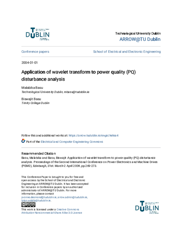 (PDF) Application of wavelet transform for power quality (PQ) disturbance analysis