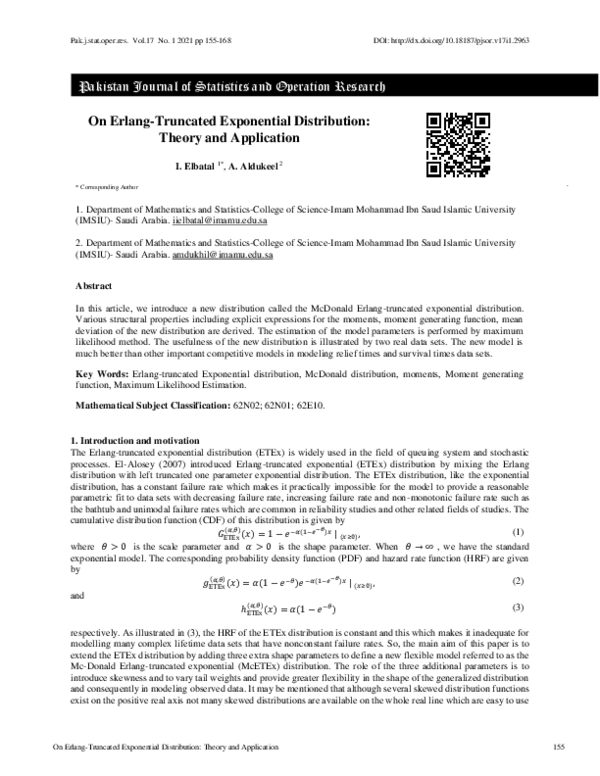 Pdf On Erlang Truncated Exponential Distribution Theory And Application