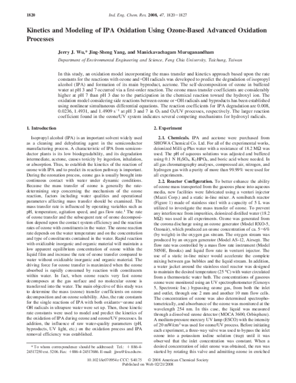 (PDF) Kinetics and Modeling of IPA Oxidation Using Ozone-Based Advanced ...