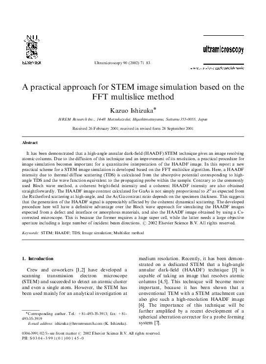(PDF) A practical approach for STEM image simulation based on the FFT ...