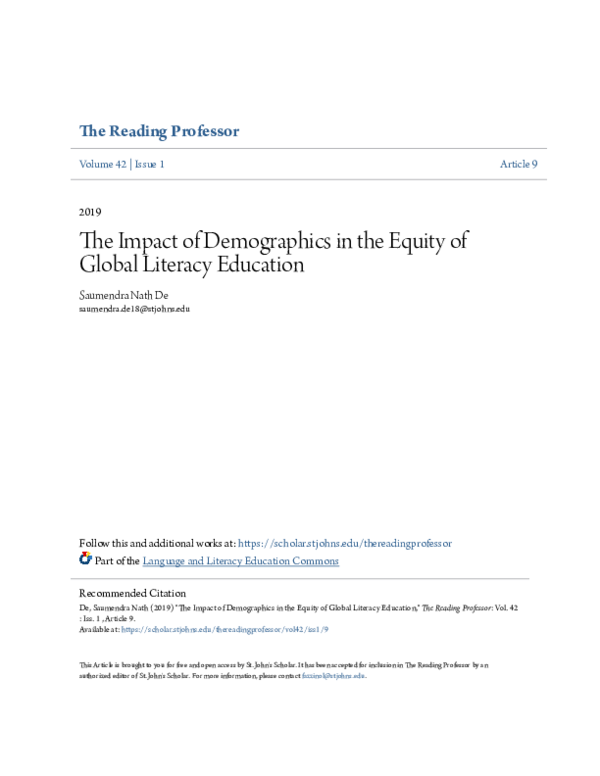 (PDF) The Impact of Demographics in the Equity of Global Literacy Education