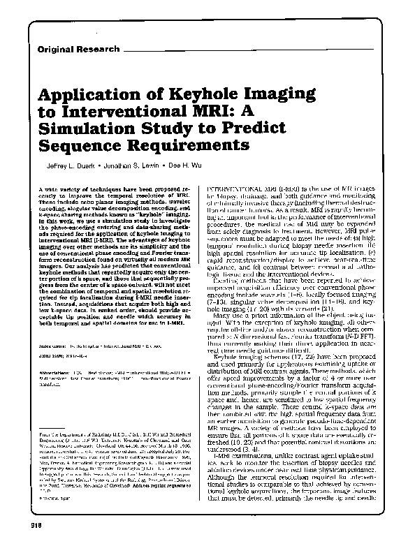 (PDF) Application of keyhole imaging to interventional MRI: a ...
