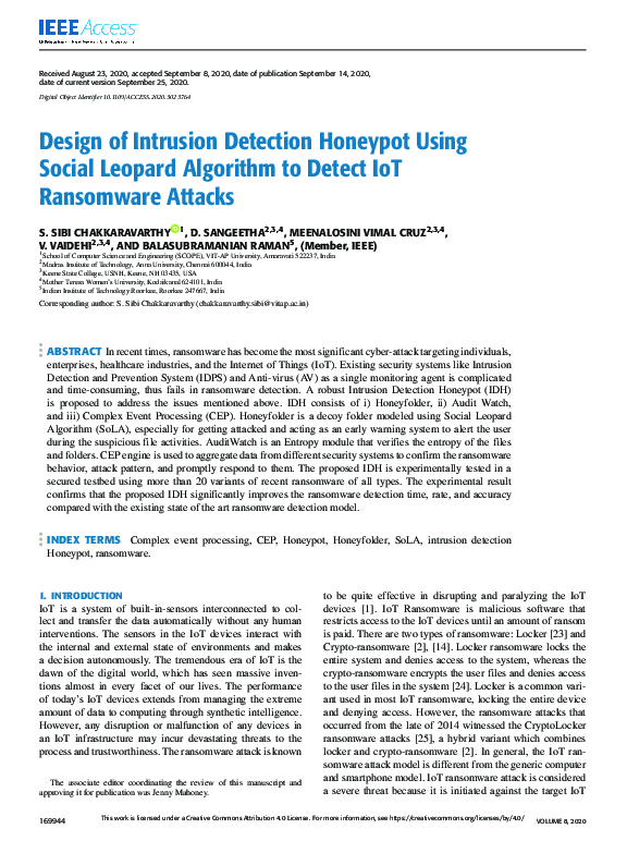 (PDF) Design of Intrusion Detection Honeypot Using Social Leopard Algorithm to Detect IoT ...
