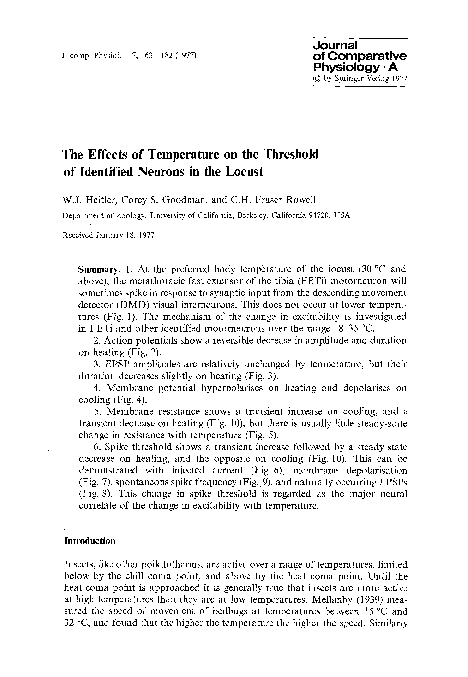 (PDF) The effects of temperature on the threshold of identified neurons ...