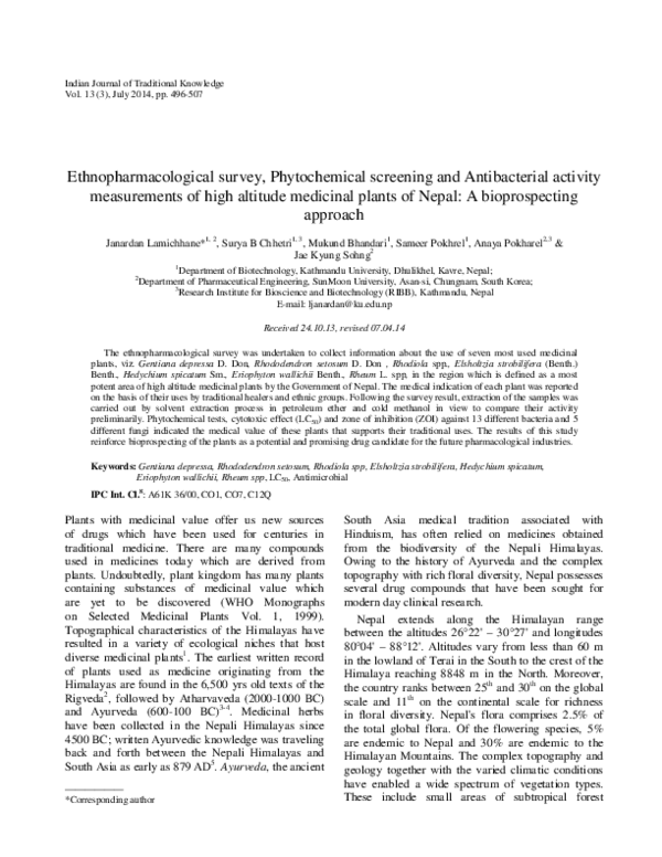(PDF) Ethnopharmacological survey, Phytochemical screening and Antibacterial activity ...