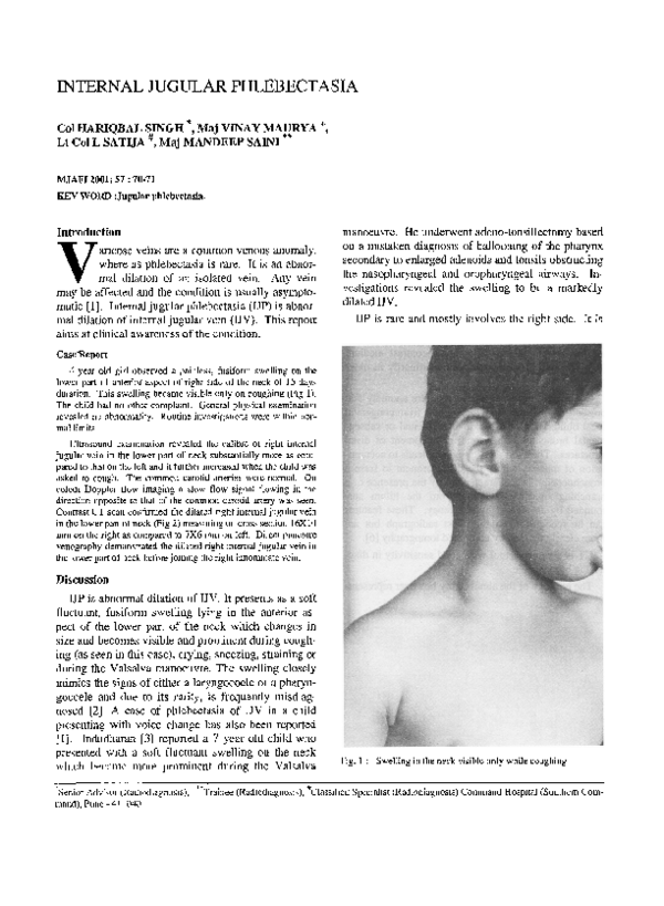 (PDF) Internal jugular phlebectasia