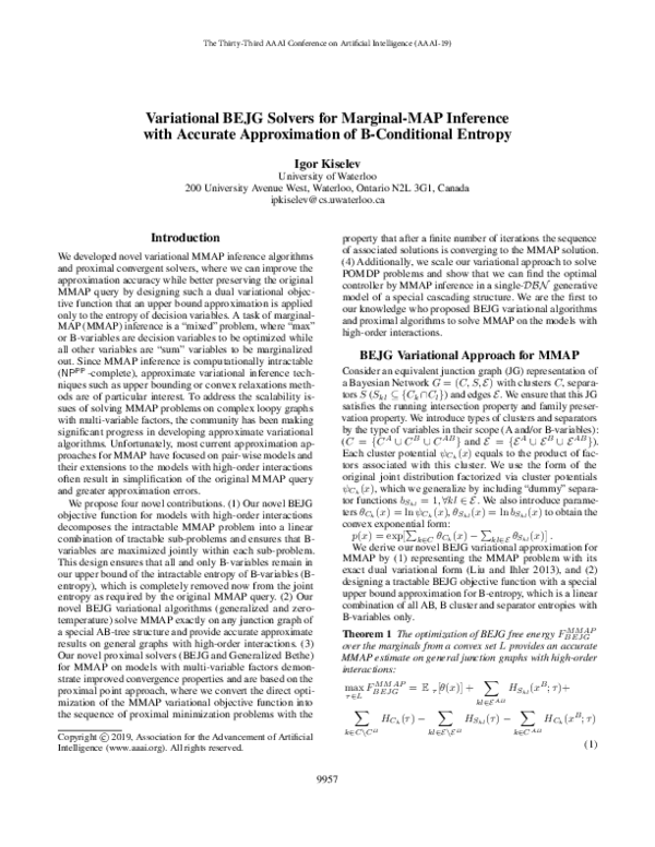 (PDF) Variational BEJG Solvers for Marginal-MAP Inference with Accurate Approximation of B ...