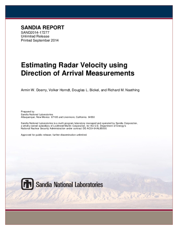 (PDF) Estimating Radar Velocity using Direction of Arrival Measurements