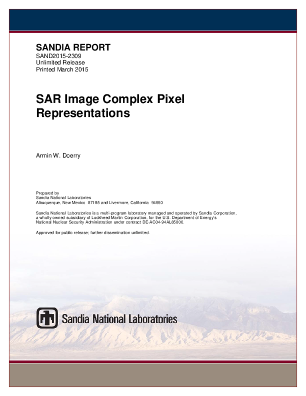 (PDF) SAR Image Complex Pixel Representations