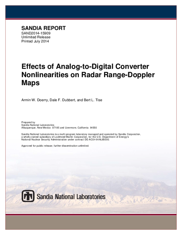 (PDF) Effects of Analog-to-Digital Converter Nonlinearities on Radar ...
