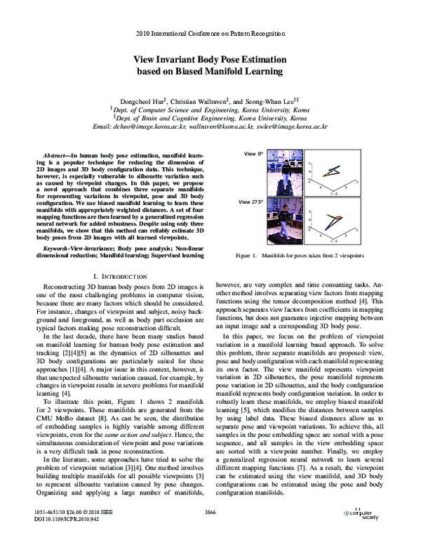 (PDF) View Invariant Body Pose Estimation Based on Biased Manifold Learning