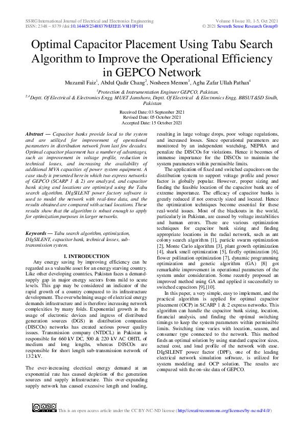(PDF) Optimal Capacitor Placement Using Tabu Search Algorithm to Improve the Operational ...
