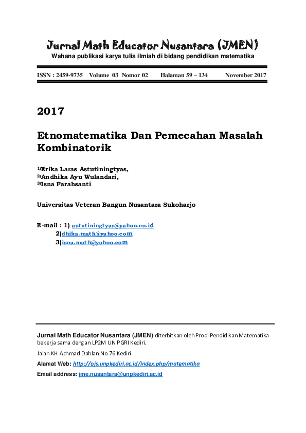 (PDF) Jurnal Math Educator Nusantara (JMEN) diterbitkan oleh Prodi Pendidikan Matematika bekerja ...