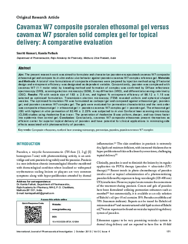 (PDF) Cavamax W7 composite psoralen ethosomal gel versus cavamax W7 ...