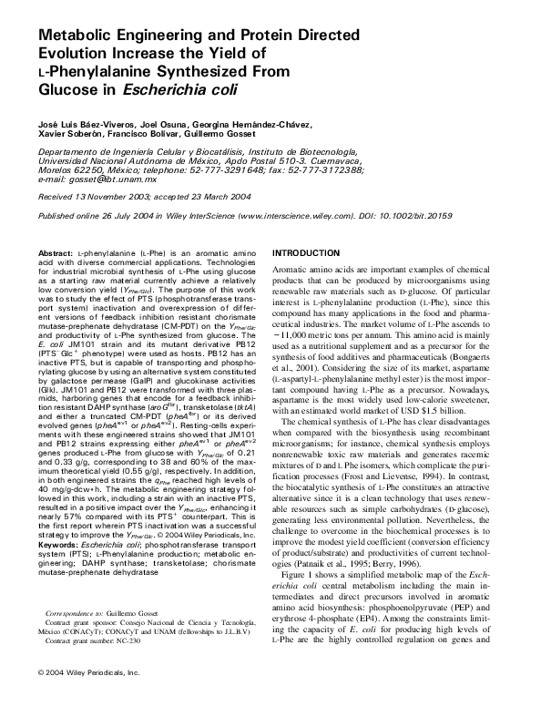 (PDF) Metabolic engineering and protein directed evolution increase the ...