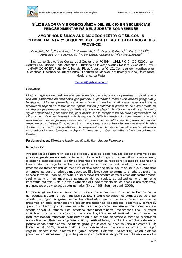 (PDF) Sílice amorfa y biogeoquímica del silicio en secuencias ...