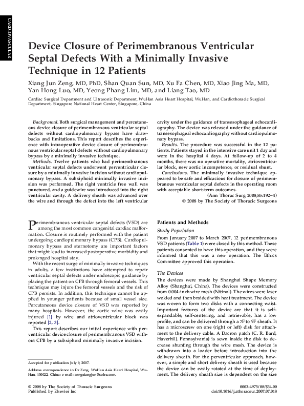 (PDF) Device closure of perimembranous ventricular septal defects with ...