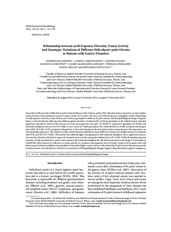 (PDF) Relationship between ureB Sequence Diversity, Urease Activity and ...