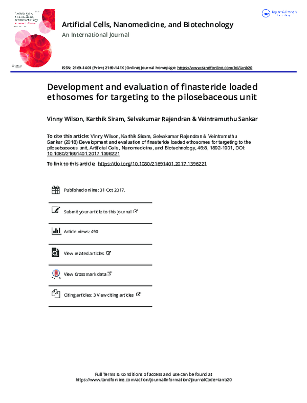 (PDF) Development and evaluation of finasteride loaded ethosomes for ...