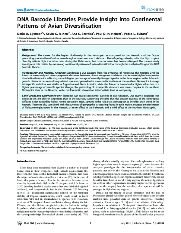 (PDF) DNA Barcode Libraries Provide Insight into Continental Patterns ...