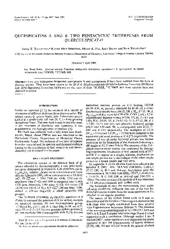 (PDF) Querspicatins A and B, two pentacyclic triterpenes from Quercus ...