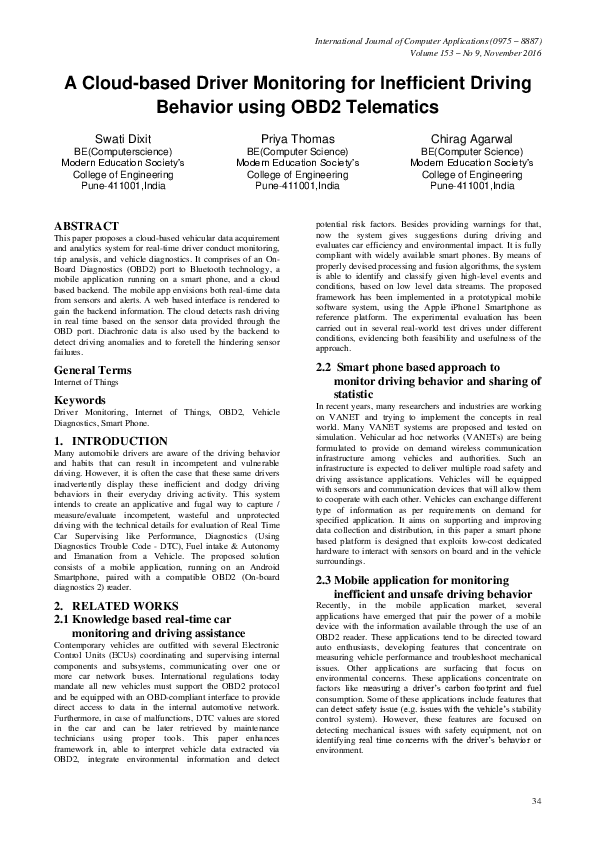 (PDF) A Cloud-based Driver Monitoring for Inefficient Driving Behavior ...