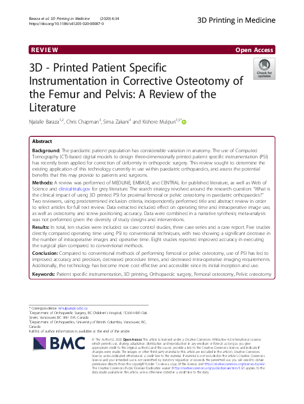 (PDF) 3D - Printed Patient Specific Instrumentation in Corrective Osteotomy of the Femur and ...