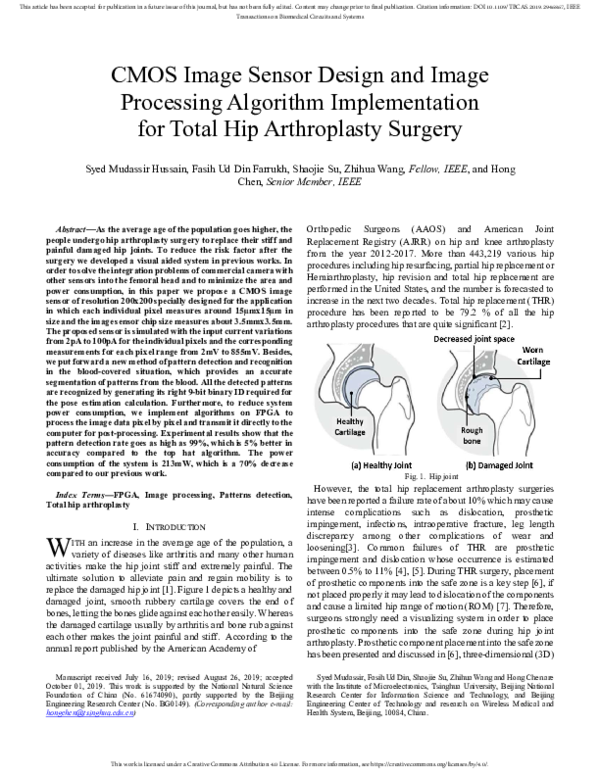 Pdf Cmos Image Sensor Design And Image Processing Algorithm Implementation For Total Hip