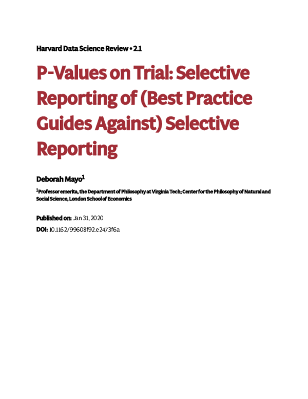 (PDF) P-Values on Trial: Selective Reporting of (Best Practice Guides ...