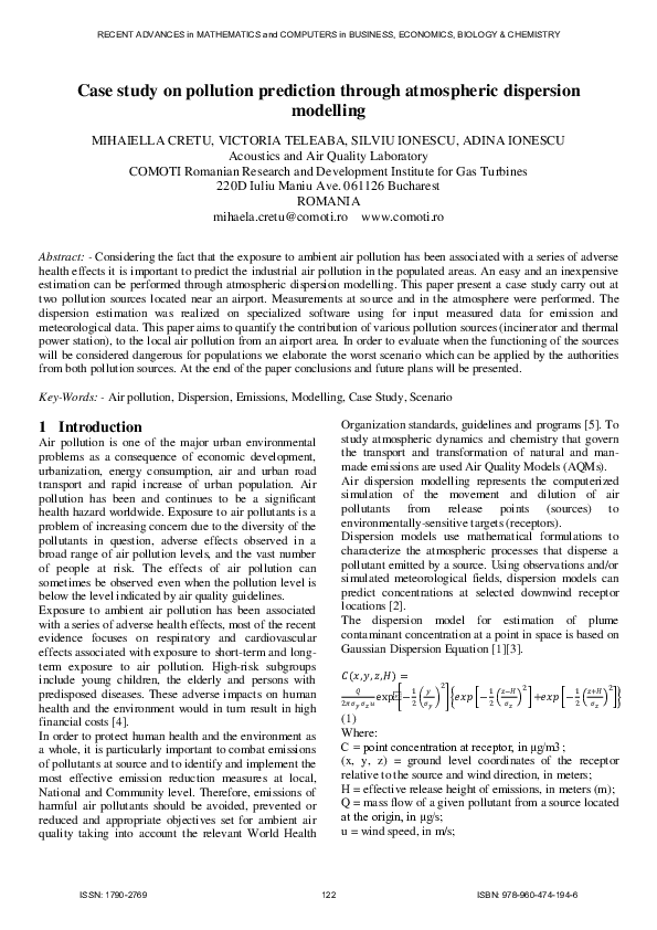 (PDF) Case study on pollution prediction through atmospheric dispersion ...