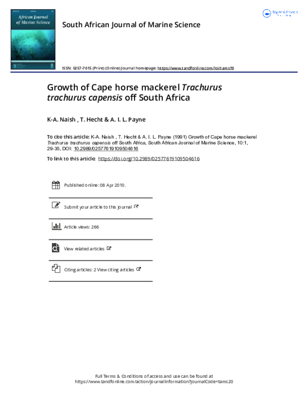 (PDF) Growth of Cape horse mackerel Trachurus trachurus capensis off ...