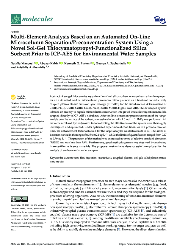Pdf Multi Element Analysis Based On An Automated On Line Microcolumn Separation