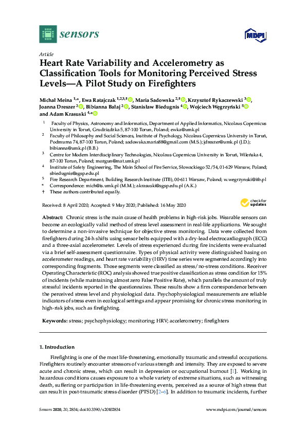 Pdf Heart Rate Variability And Accelerometry As Classification Tools For Monitoring Perceived