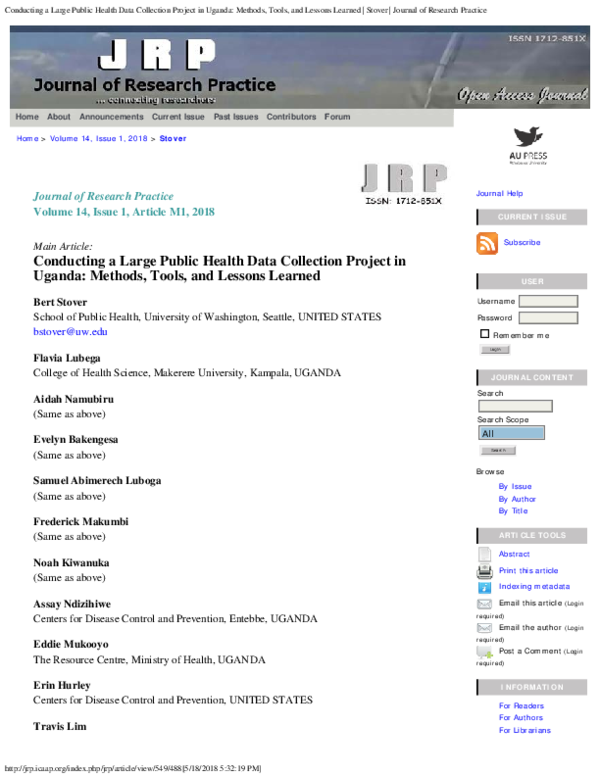 (PDF) Conducting a Large Public Health Data Collection Project in ...