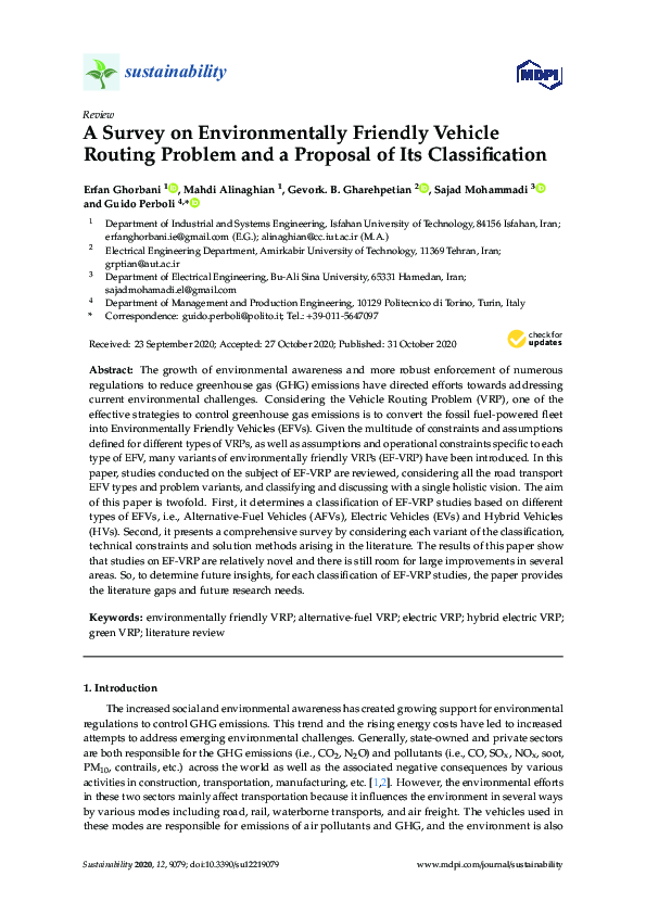 (PDF) A Survey on Environmentally Friendly Vehicle Routing Problem and ...