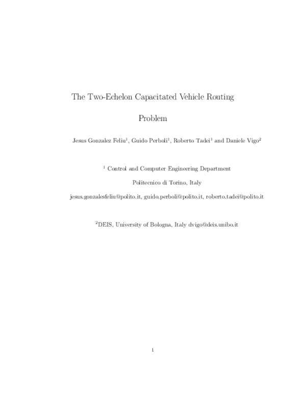 (PDF) The two-echelon capacitated vehicle routing problem