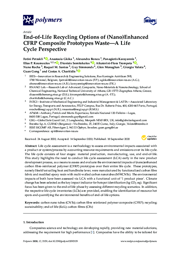 (PDF) End-of-Life Recycling Options of (Nano)Enhanced CFRP Composite ...