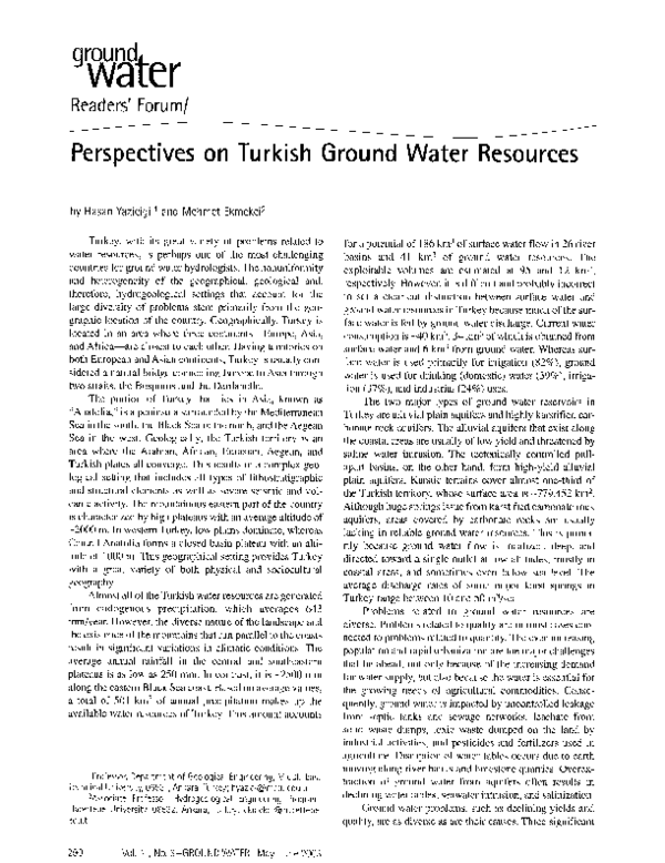 (PDF) Perspectives on Turkish Ground Water Resources