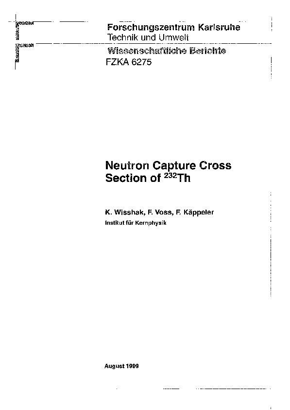 (PDF) Neutron capture cross section of 232Th | Claudio Arlandini ... (PDF) Neutron capture cross section of 232Th | Claudio Arlandini ...