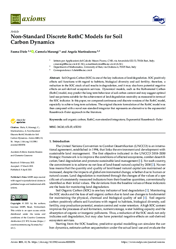 (PDF) Non-Standard Discrete RothC Models for Soil Carbon Dynamics