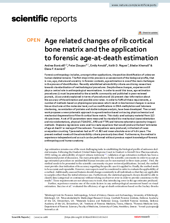 (PDF) Age related changes of rib cortical bone matrix and the ...
